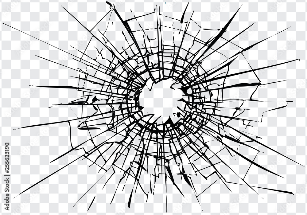Poster Broken glass, cracks, bullet marks on glass – Wall Art | UkPosters