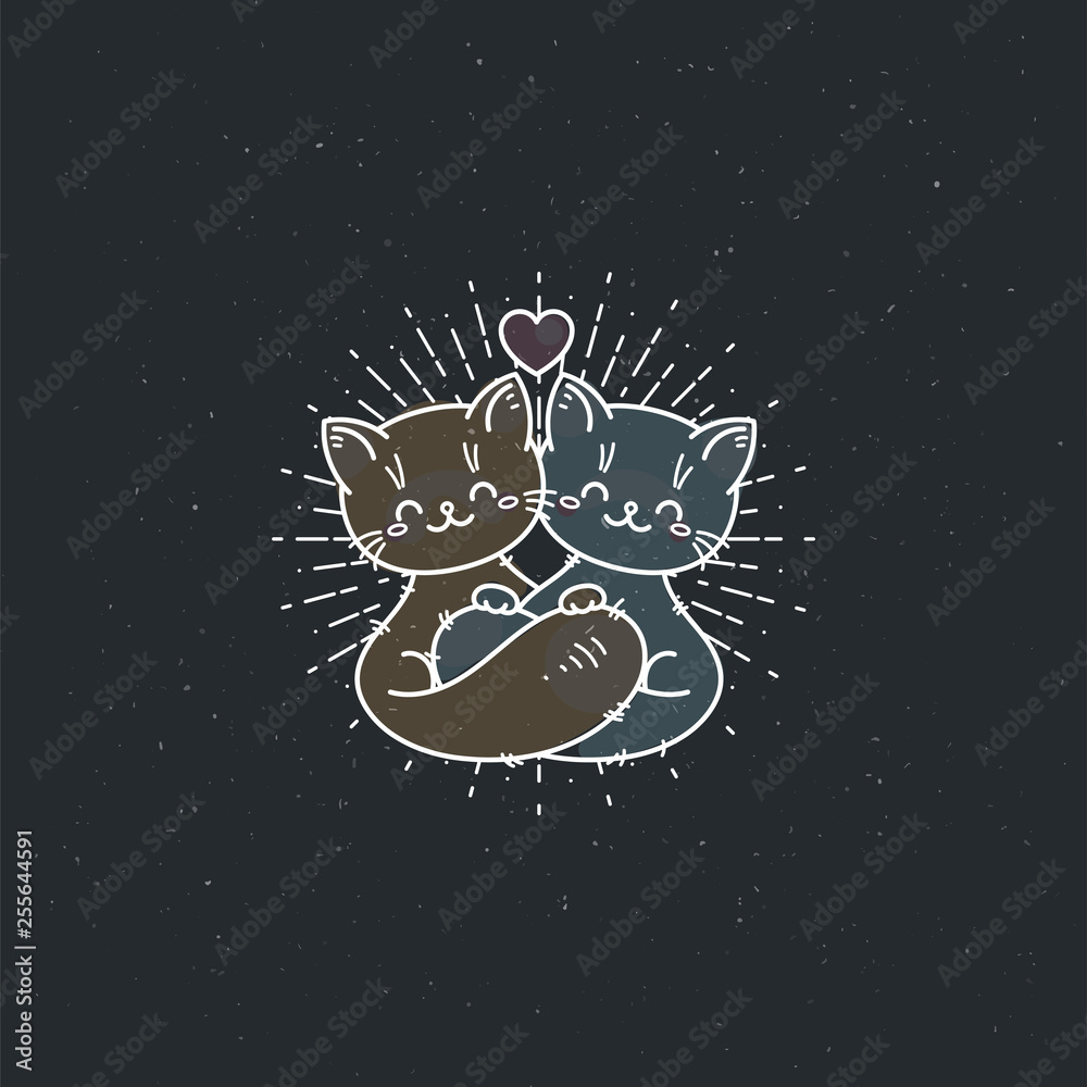 Cartoon hugging cats. Greetings and surprise vector illustration for ...