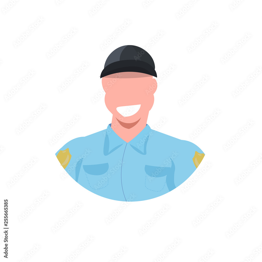 police man face avatar officer in uniform male cop security guard ...