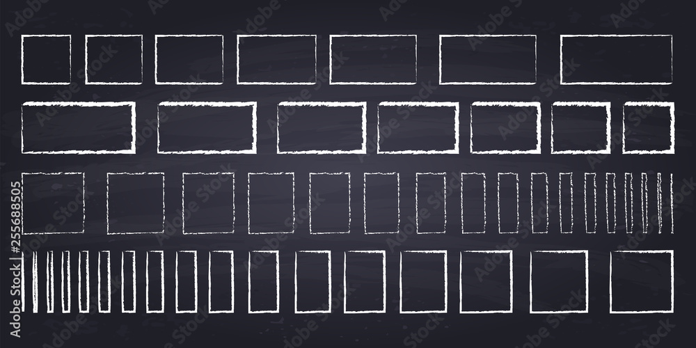 Chalk drawn squares and rectangles. Hand drawn geometric figures on ...