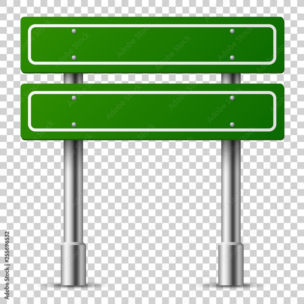 Green traffic sign. Road board text panel, location street way signage ...
