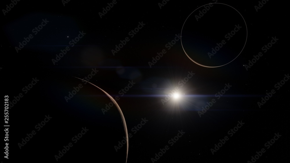 Planet in the space. Colorful art. Solar system. Gradient color. Space ...