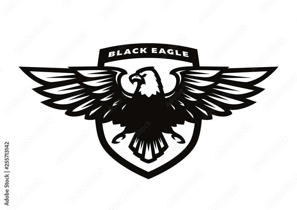 Black eagle logo, symbol, emblem. Stock Vector | Adobe Stock