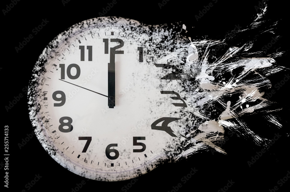 Time is running out concept shows clock that is dissolving away into ...