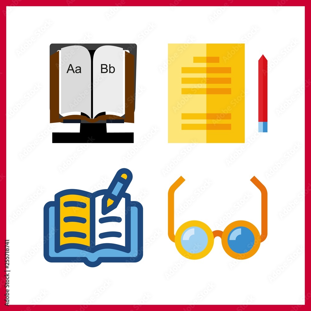 4 read icon. Vector illustration read set. open book and alphabet book ...