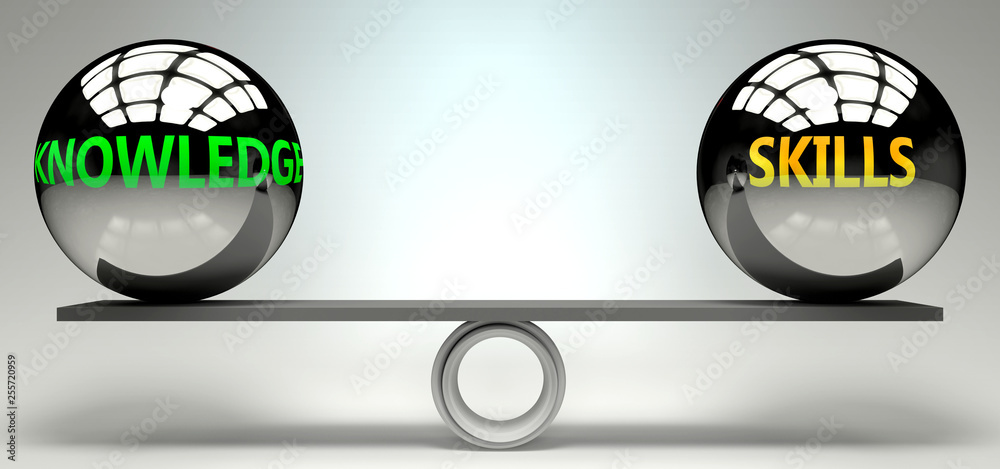 Knowledge and skills balance, harmony and relation pictured as two ...