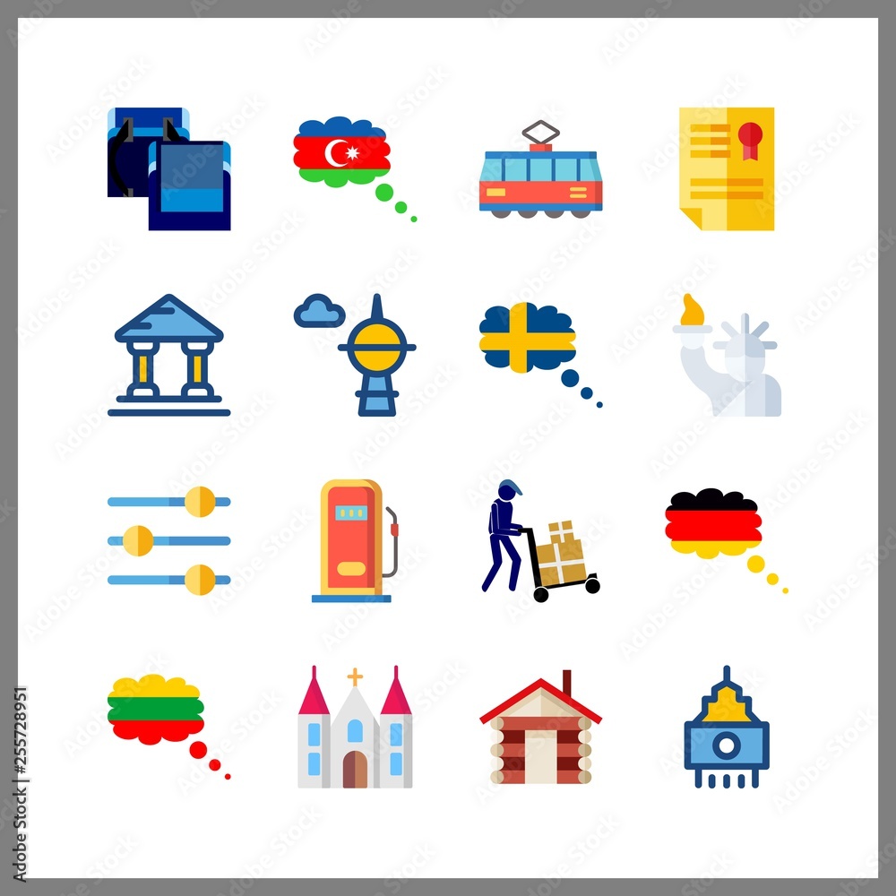 16 building icon. Vector illustration building set. azerbaijan and ...