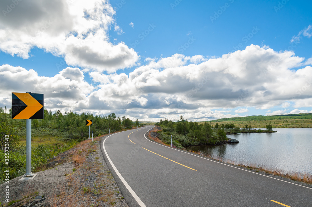 Open road. Bendy road. Empty road with no traffic in countryside. Rural ...