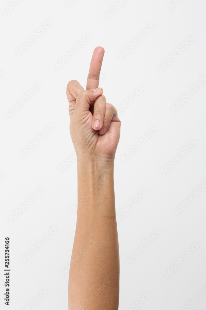 lady hand gestures - white background Stock Photo | Adobe Stock