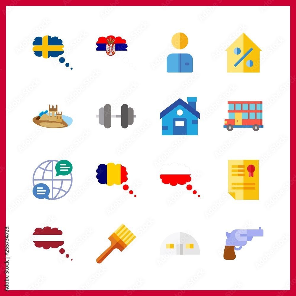 16 building icon. Vector illustration building set. house and painted ...
