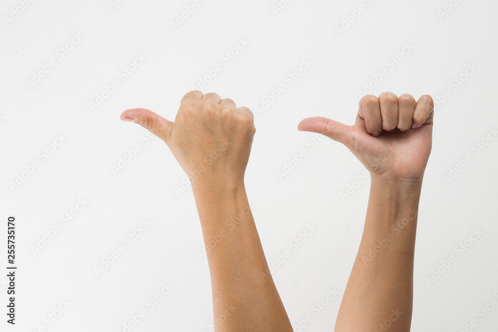 lady hand gestures - white background Stock Photo | Adobe Stock