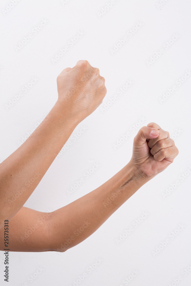 lady hand gestures - white background Stock Photo | Adobe Stock