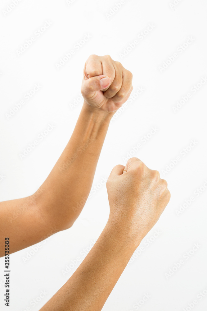 lady hand gestures - white background Stock Photo | Adobe Stock
