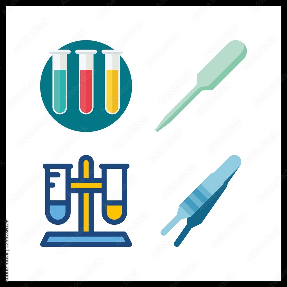 4 dropper icon. Vector illustration dropper set. pipet and test tubes ...