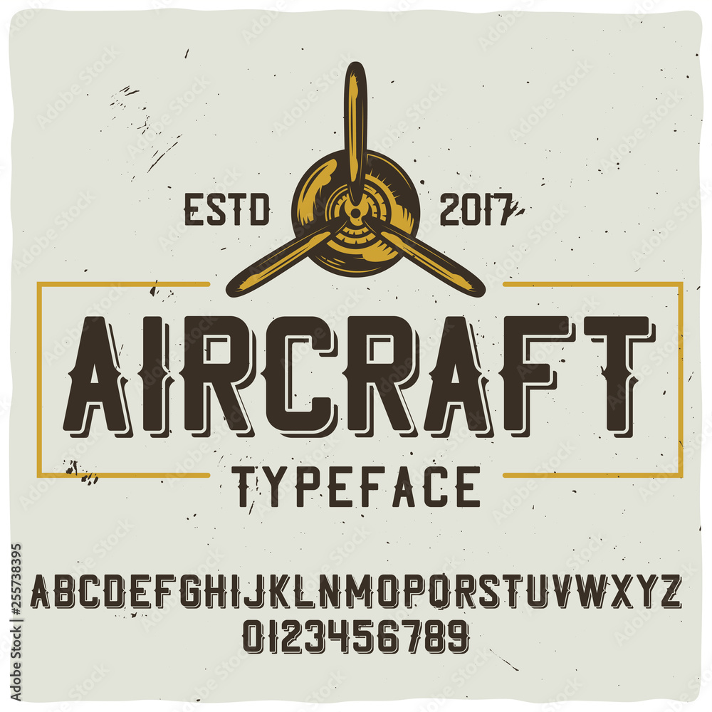 Original label typeface named "Aircraft". Good handcrafted font for any ...