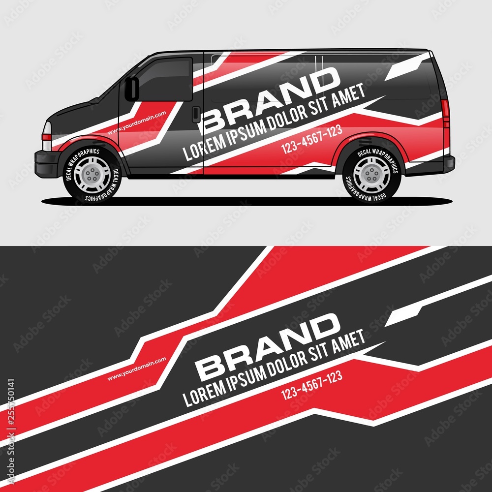 car livery red van wrap design wrapping sticker and decal design for ...