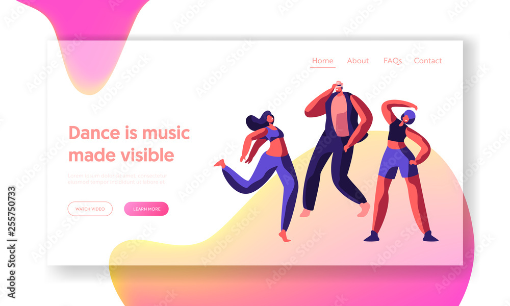 Character Dancing on Street Landing Page. Freestyle Music Cool Action ...
