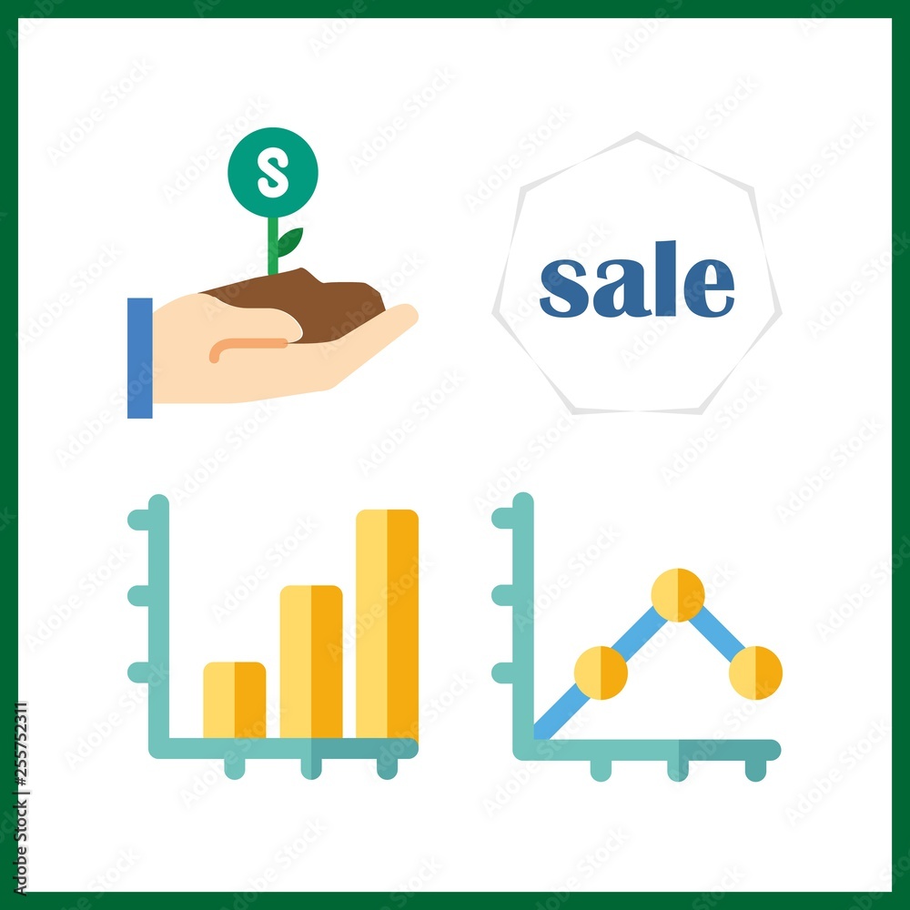 4 increase icon. Vector illustration increase set. growth and bar chart ...