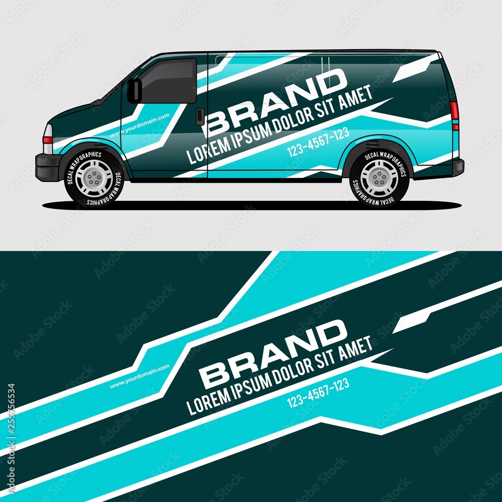 car livery light blue van wrap design wrapping sticker and decal design ...