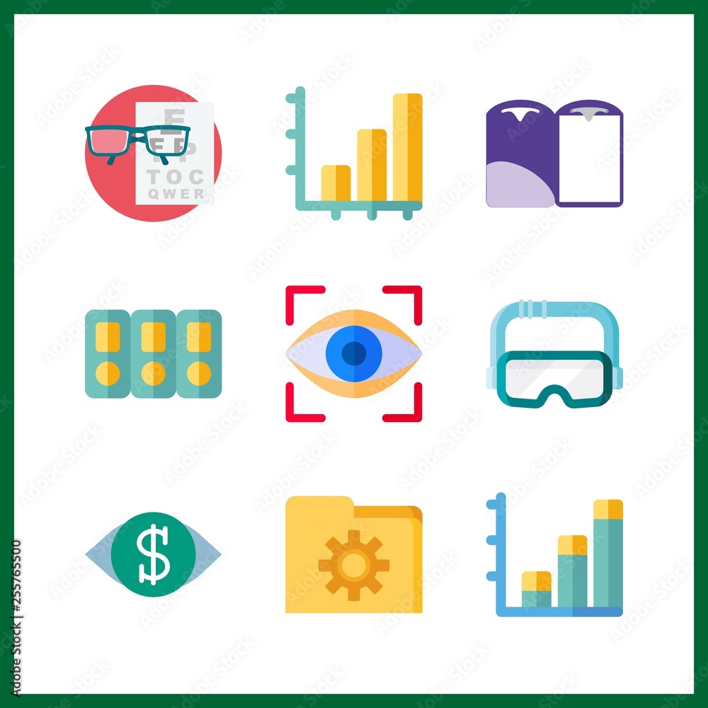 Vetor do Stock: 9 visual icon. Vector illustration visual set. folders ...