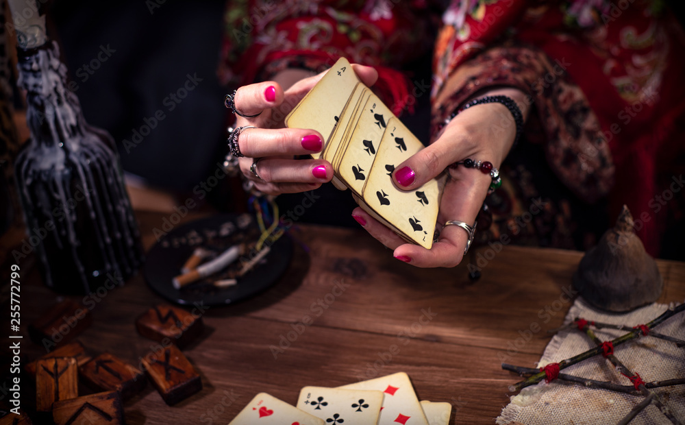 Gypsy fortune teller predicts the future with cards Stock Photo | Adobe ...