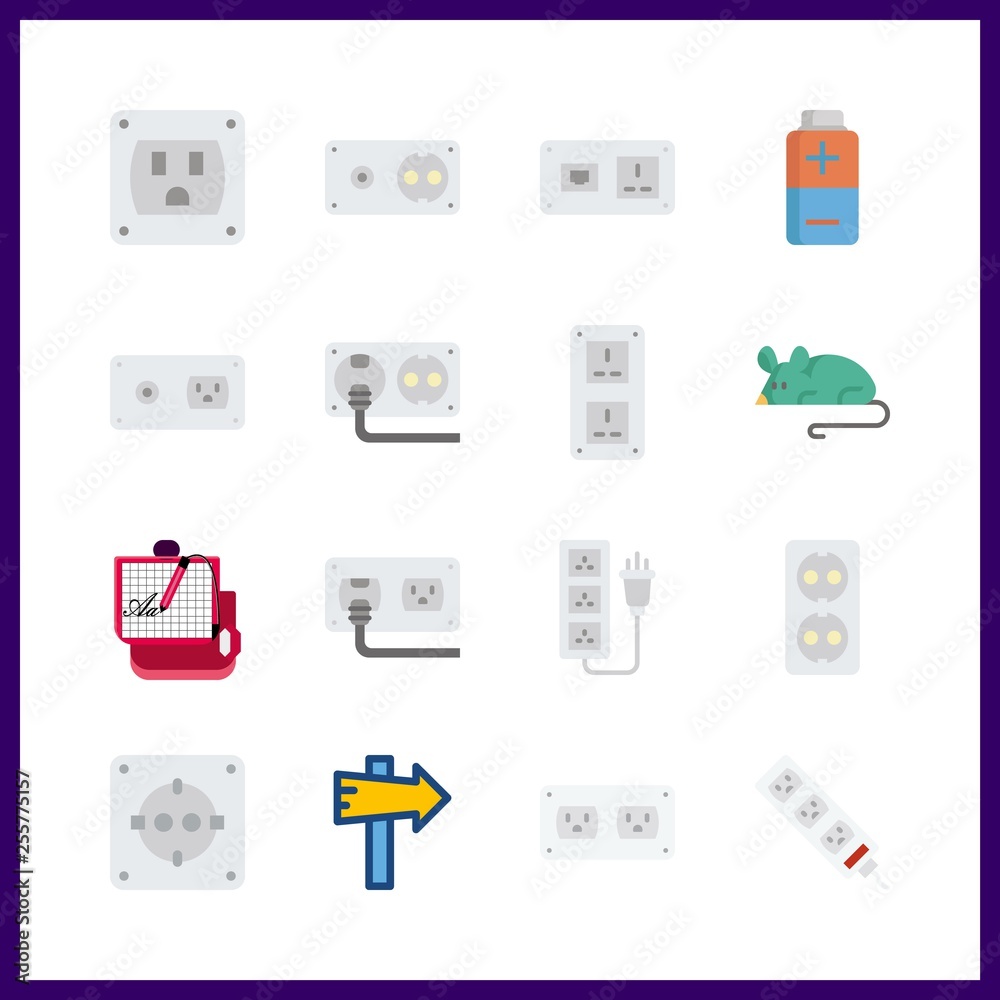 16 electrical icon. Vector illustration electrical set. mouse and ...