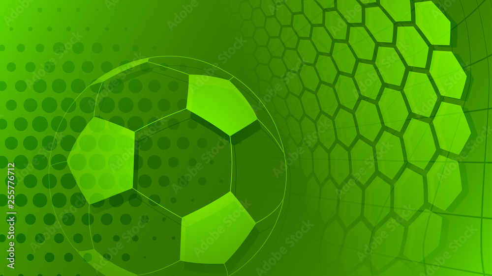 Football or soccer background with big ball in green colors Stock ...