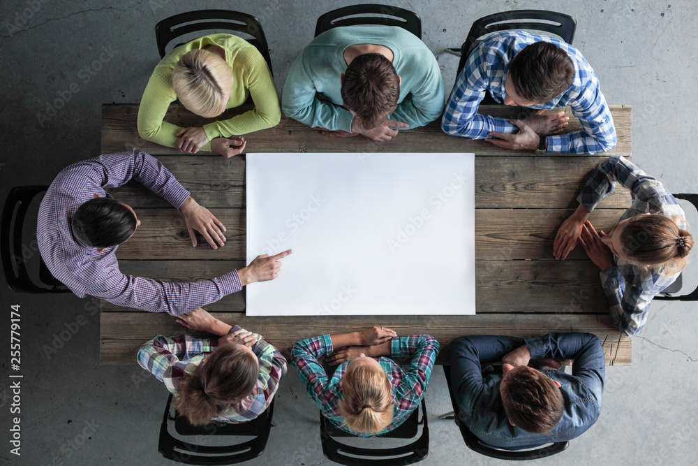 People team around blank paper Stock Photo | Adobe Stock