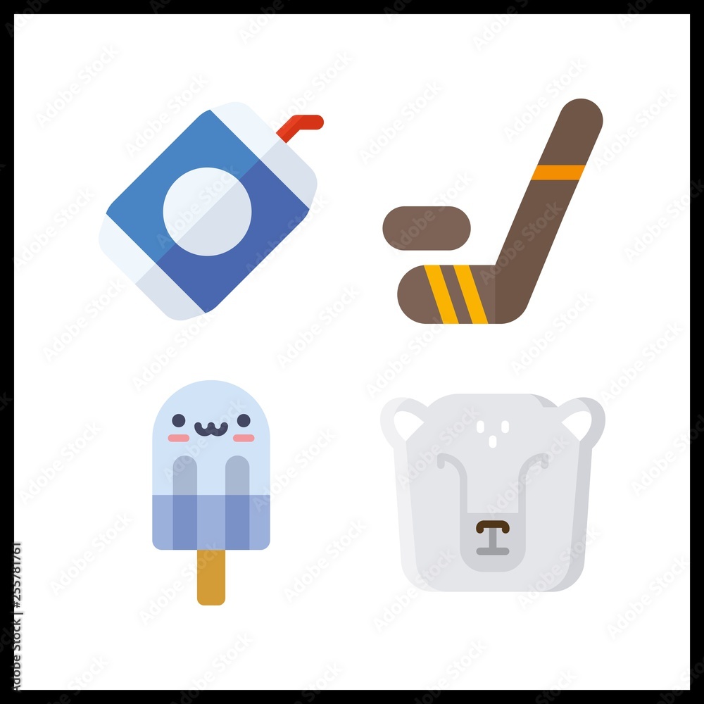 4 ice icon. Vector illustration ice set. soda and polar bear icons for ...