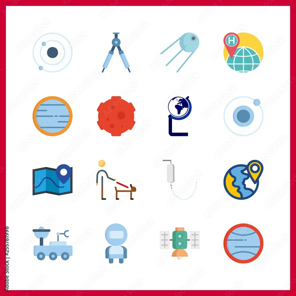 16 earth icon. Vector illustration earth set. system and planet earth ...