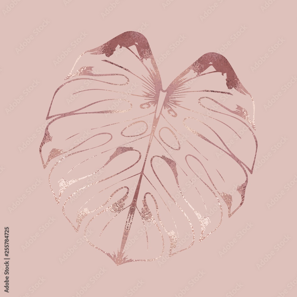 Leaf. Rose gold. Hand drawing. Vector illustration Stock Vector | Adobe ...