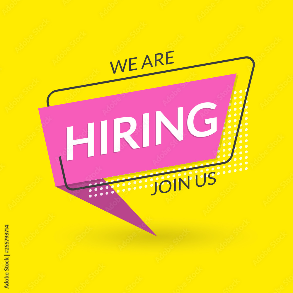 We are Hiring banner. Join us. Hire for the Job concept. Vacancy design ...