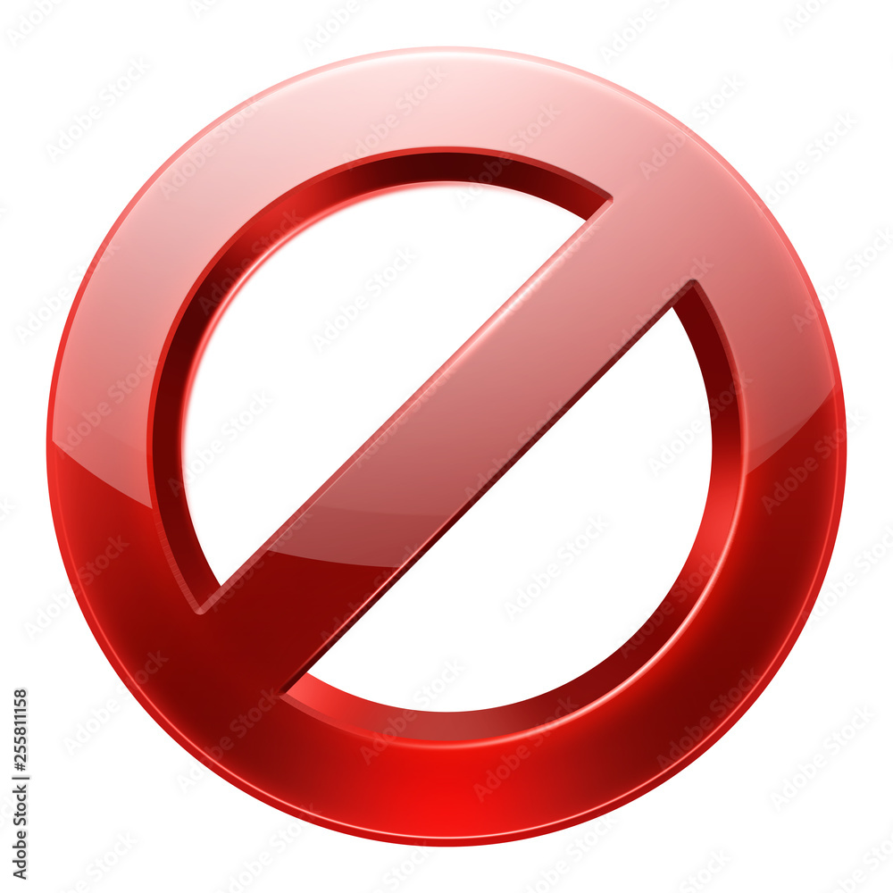 Red sign, prohibition icon isolated on white background Stock ...