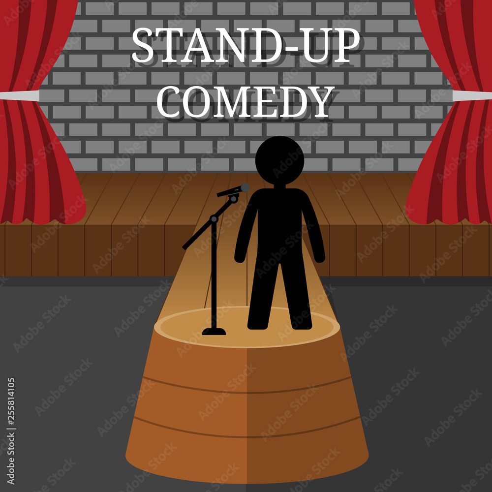 Stand-Up Comedy Vector Interior. Man or Woman Performs on Stage ...