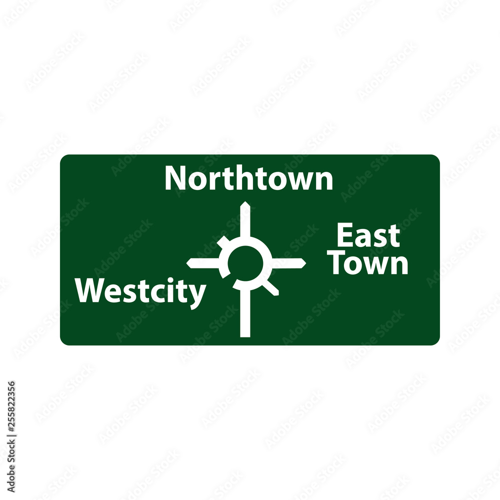 USA traffic road signs upcoming roundabout exits and where they will ...