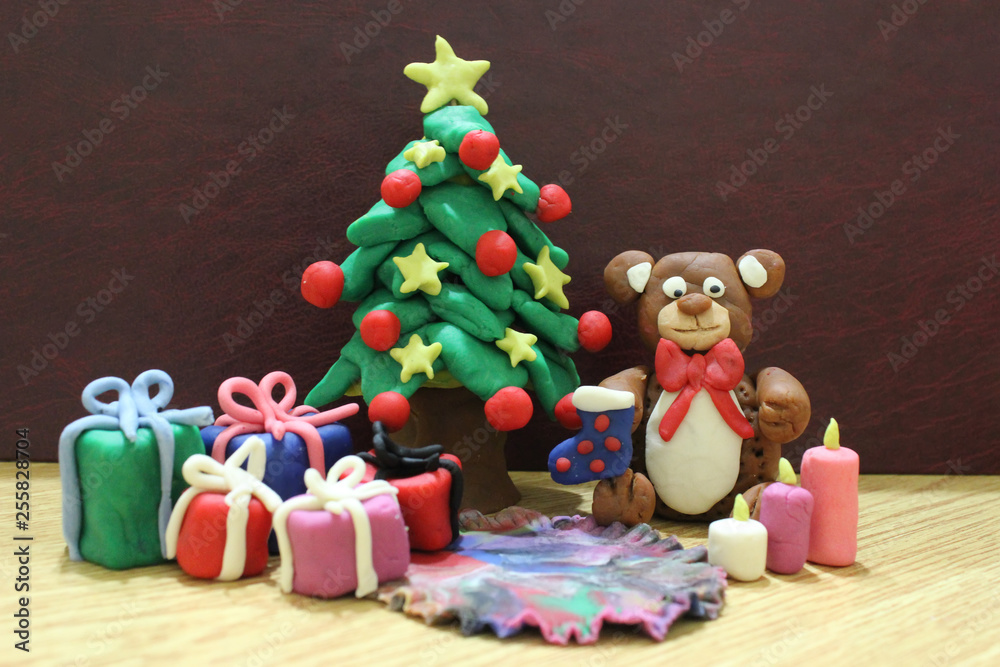 Playing with play dough for children’s activities in preschool or ...