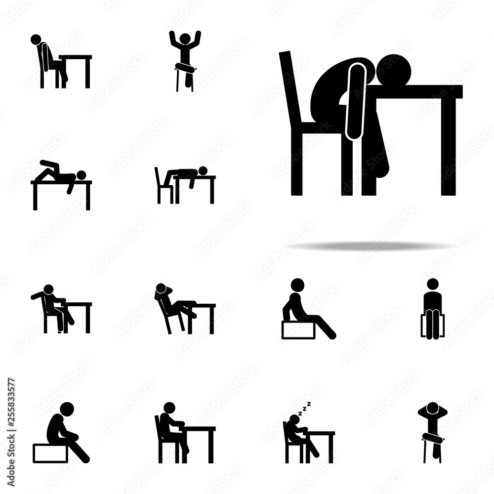 exhausted, man, sleeping icon. Man Sitting On icons universal set for ...