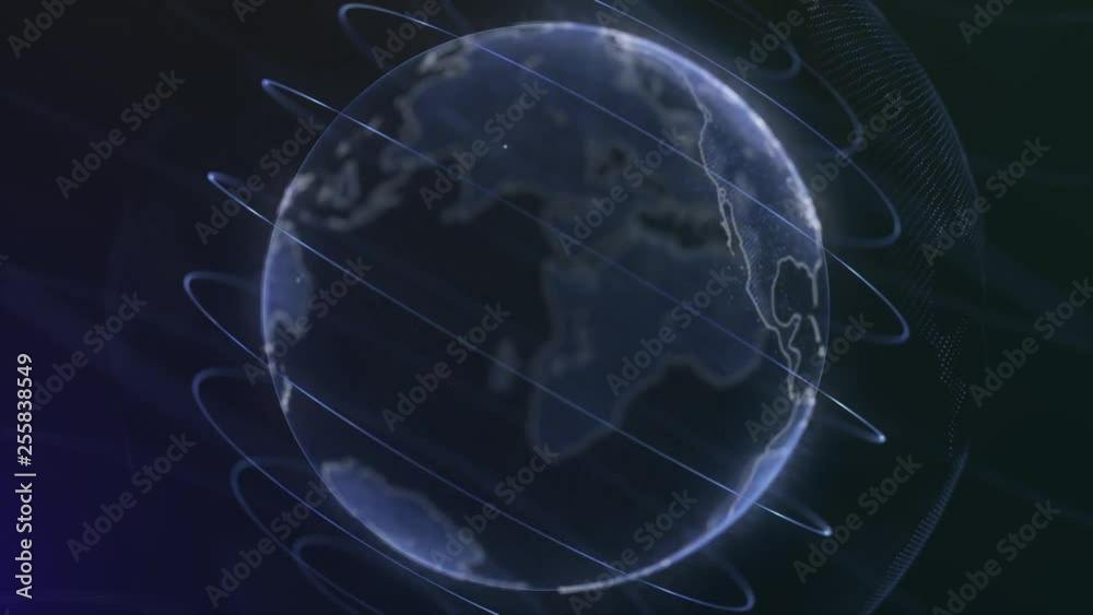 Pixel planet Earth animation. Animation of space with digital exploding ...