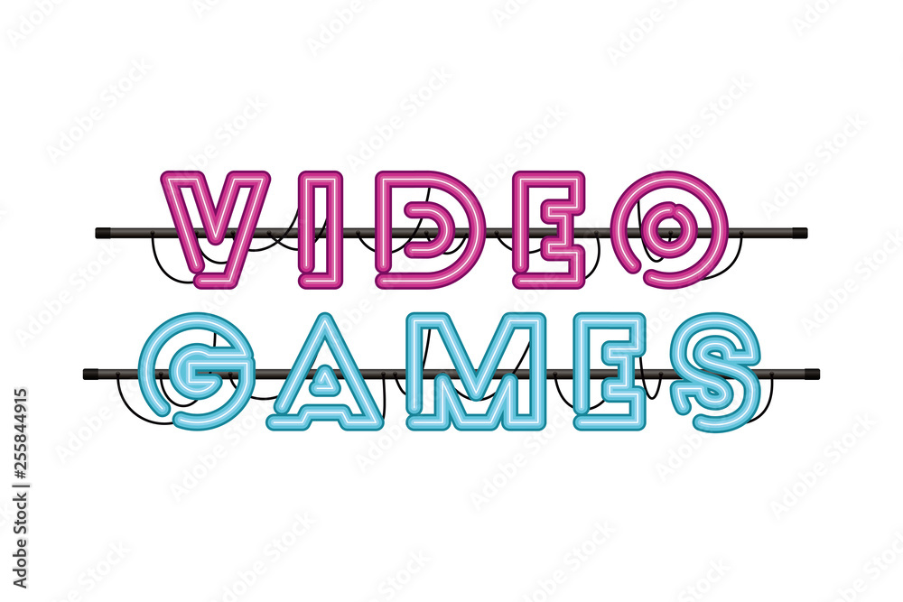 video games label in neon light icon Stock Vector | Adobe Stock