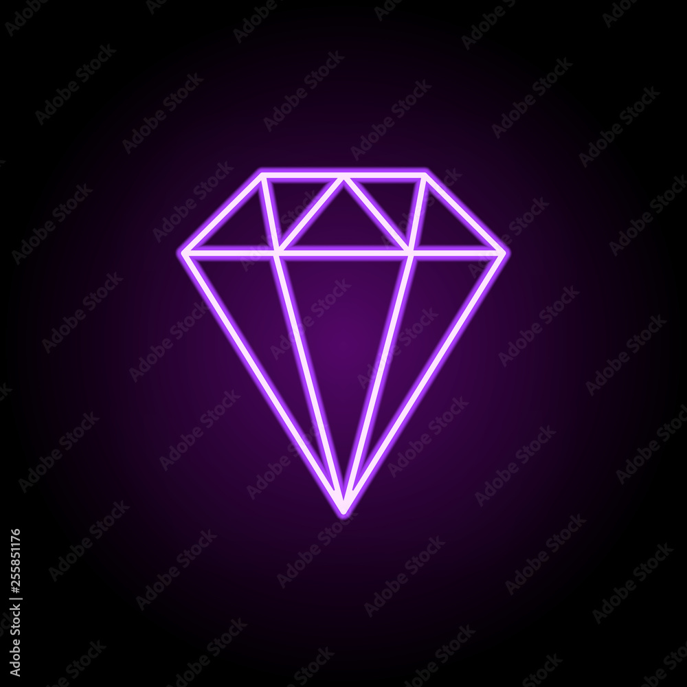 diamond icon. Elements of Web in neon style icons. Simple icon for ...