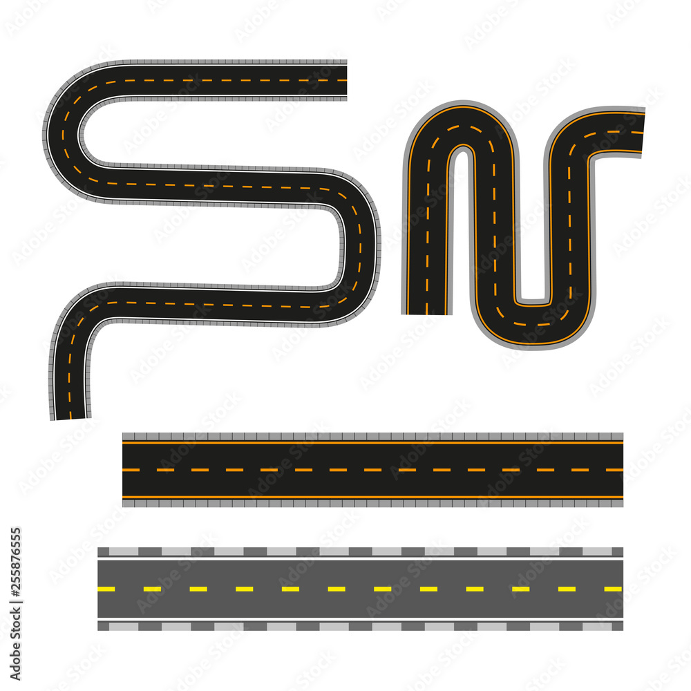 set of road , Illustration Stock Vector | Adobe Stock