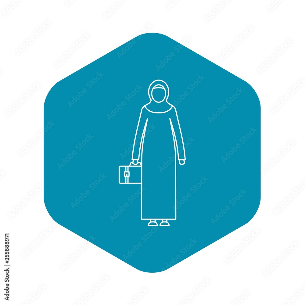 Arabic woman icon. Outline illustration of arabic woman vector icon for ...