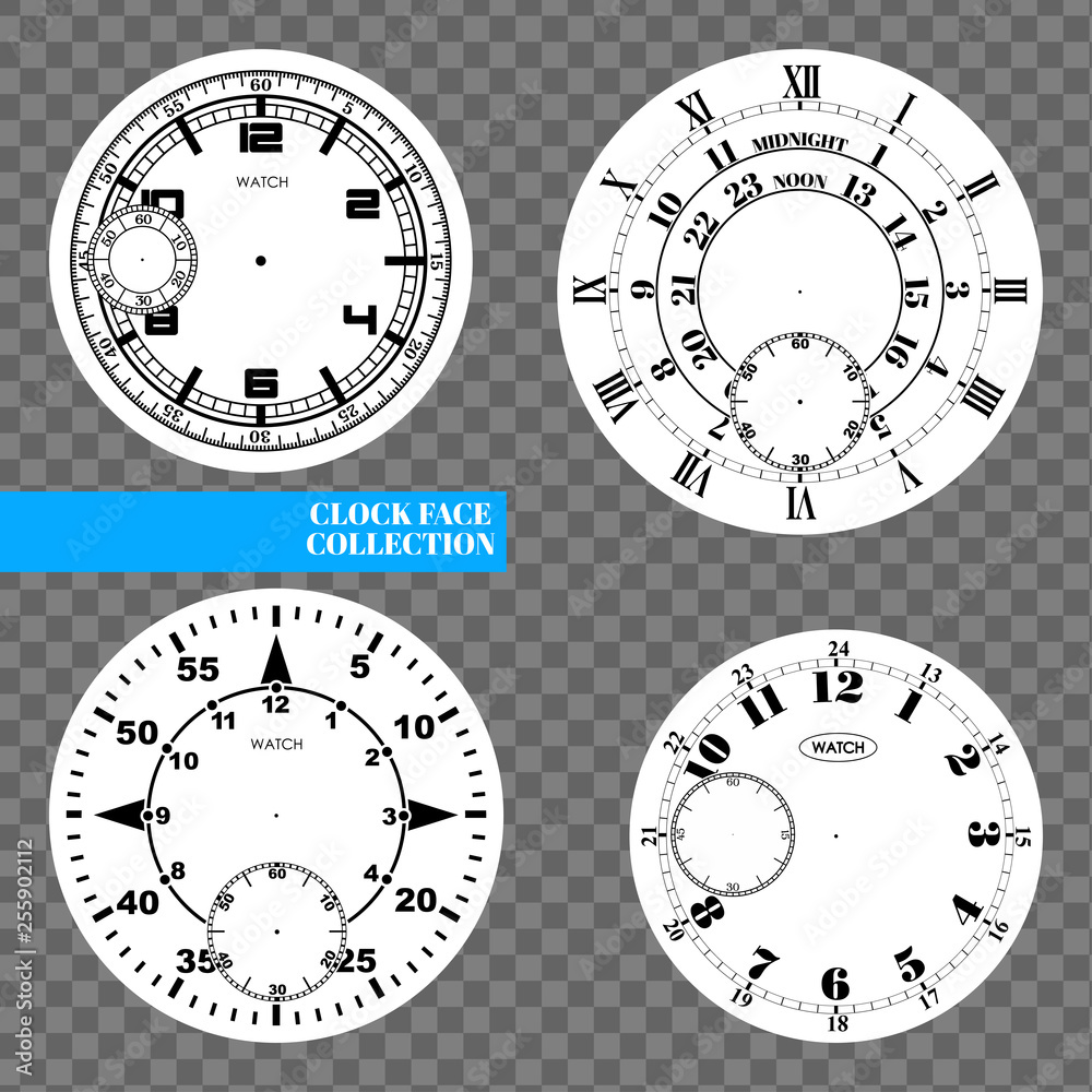 Poster Clock face blank set isolated on transparent background – Wall ...