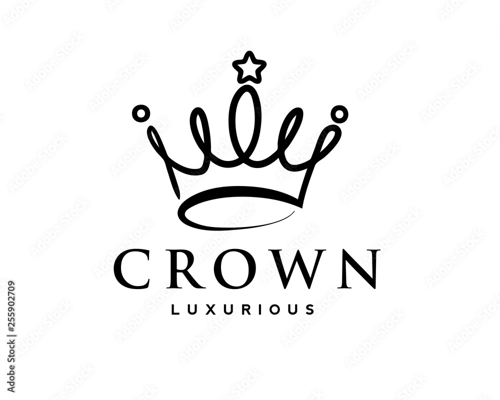 elegant crown drawing art logo design inspiration Stock Vector | Adobe ...