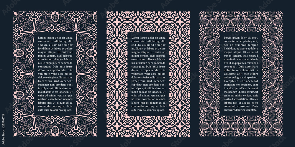 Eastern gold arabic vector lines design templates. Muslim floral frame ...