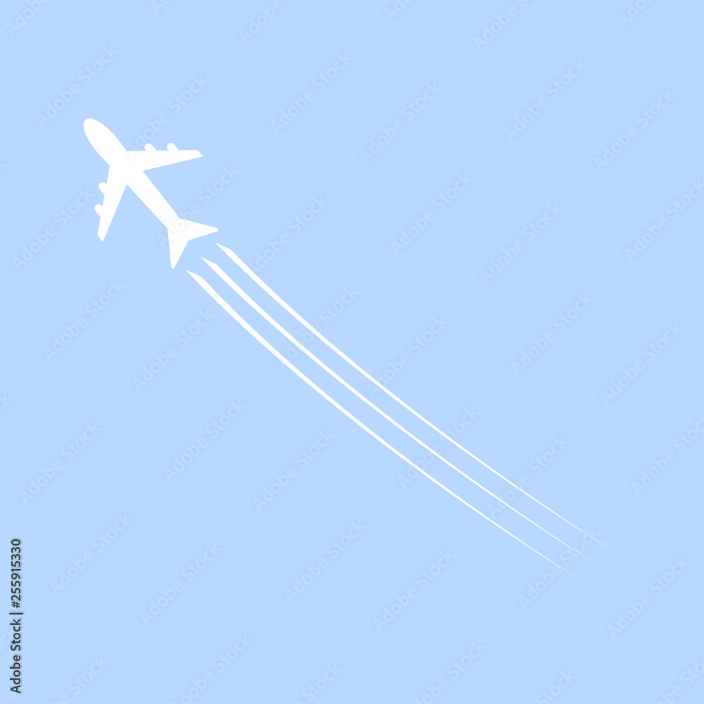 Airplane line path. Aircraft flying in the sky. Airplane flight route ...