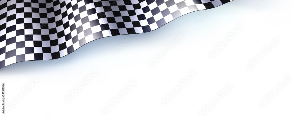 Car race or motorsport rally flag on white. Checkered flag for car or ...
