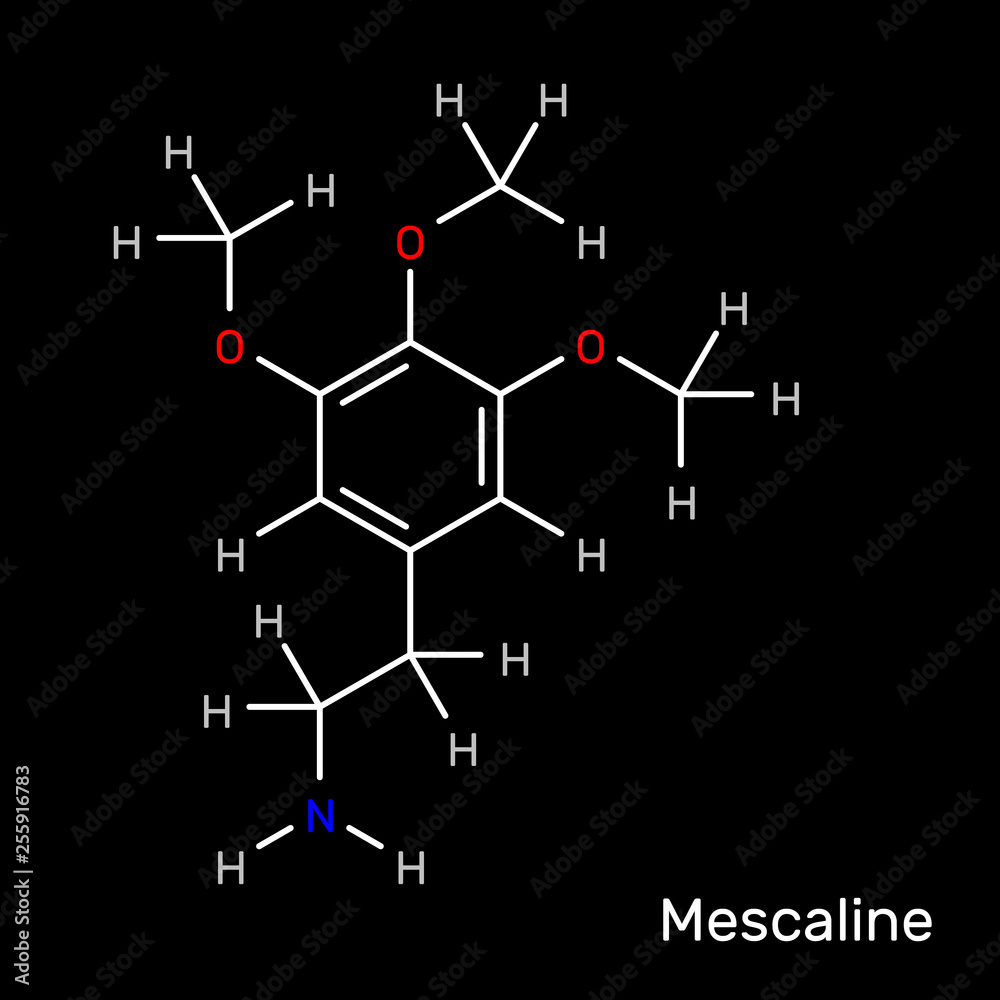 Mescaline psychedelic structural formula. Vector illustration Stock ...