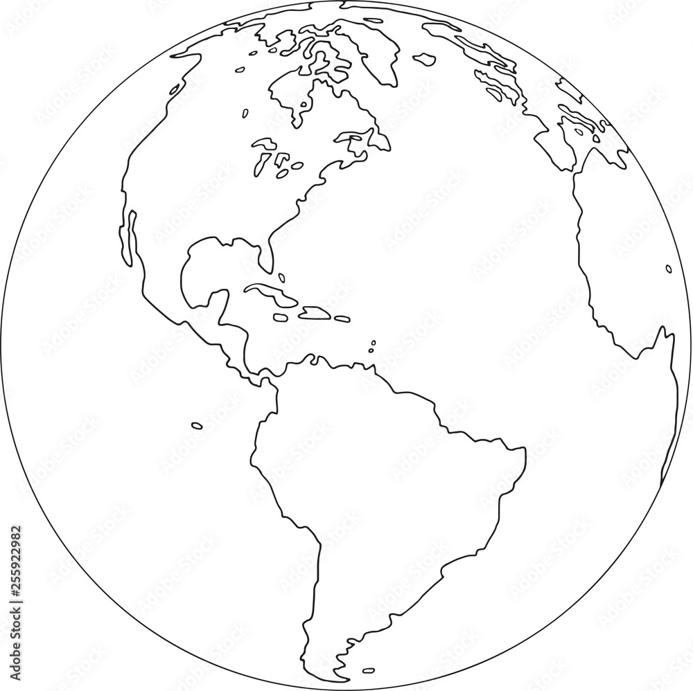 Globe outline America Stock Vector | Adobe Stock