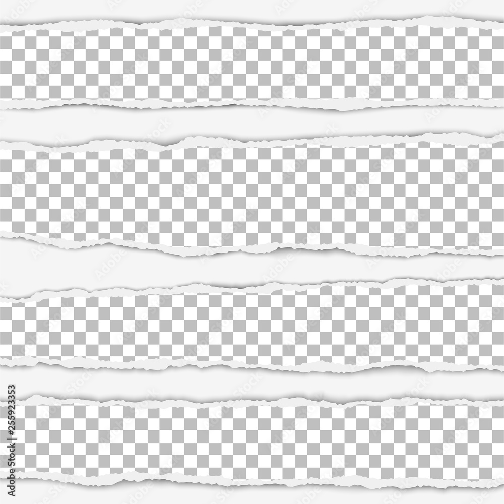 Torn transparent paper stripes that can be painted in any color, with ...